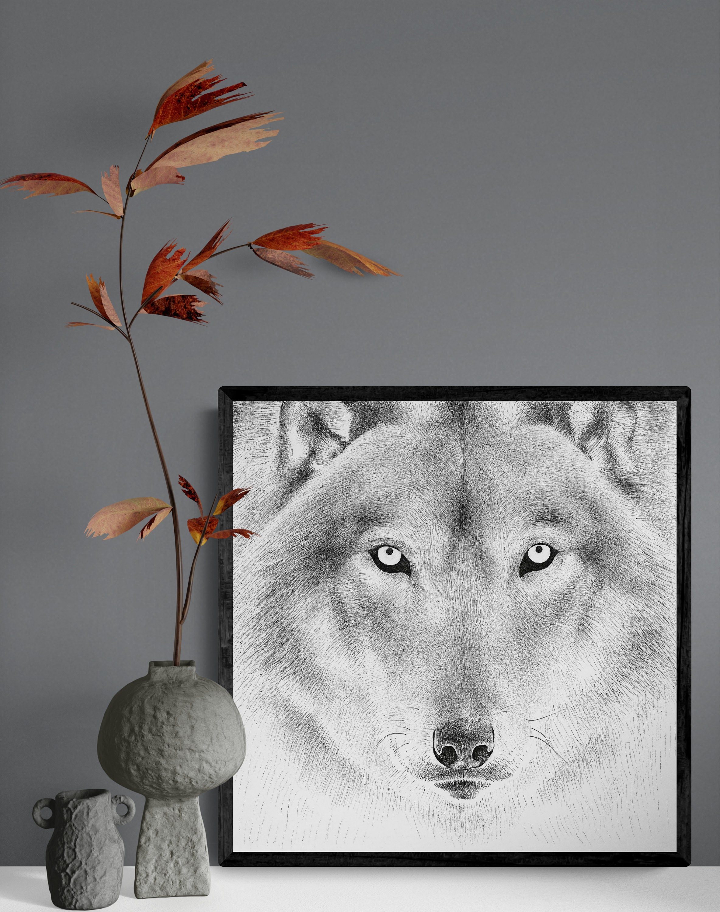 Wolf Art Print / Wolf Wall Décor / Wolf Poster / Wolf Drawing / Pen ...