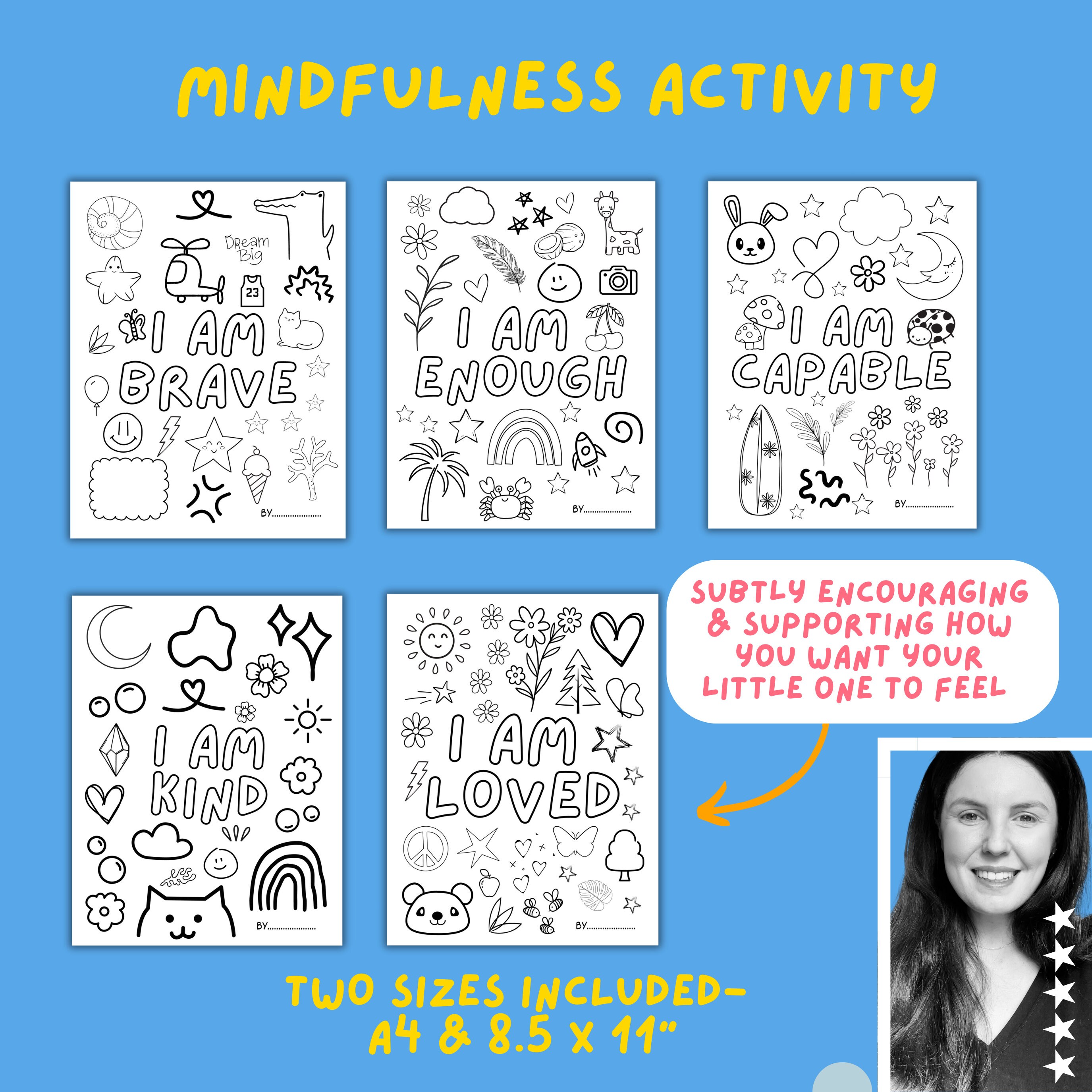Printable Mindful Coloring Pages for Kids, Affirmation Colouring Sheets ...
