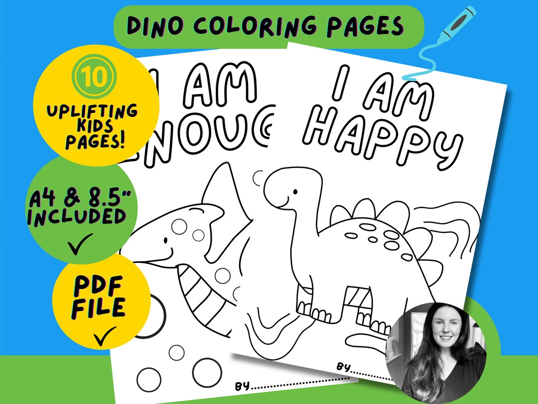 Dinosaur Affirmation Coloring Sheets Dino Colouring Pages - Etsy