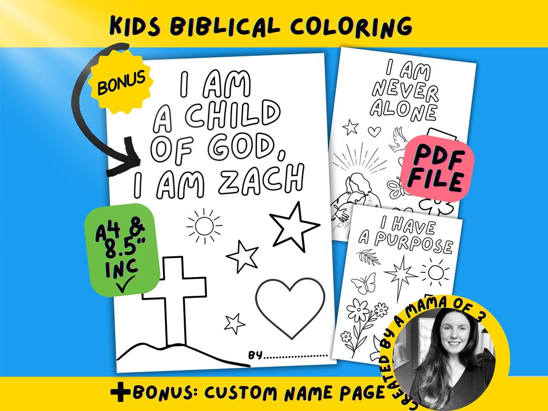 Biblical Affirmation Coloring Pages for Kids, 10 Biblical Coloring ...