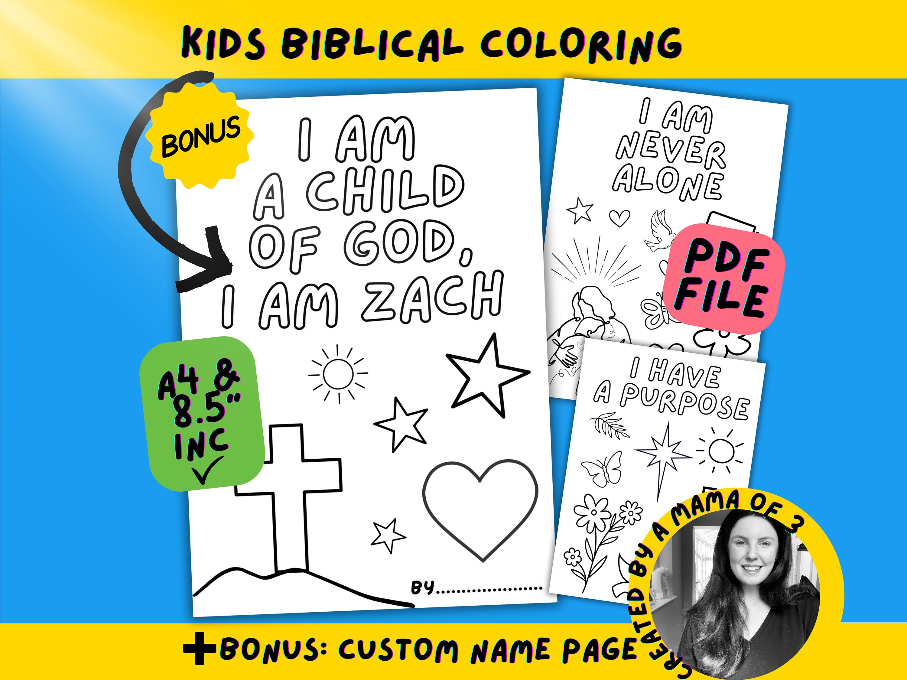 Biblical Affirmation Coloring Pages for Kids, 10 Biblical Coloring ...