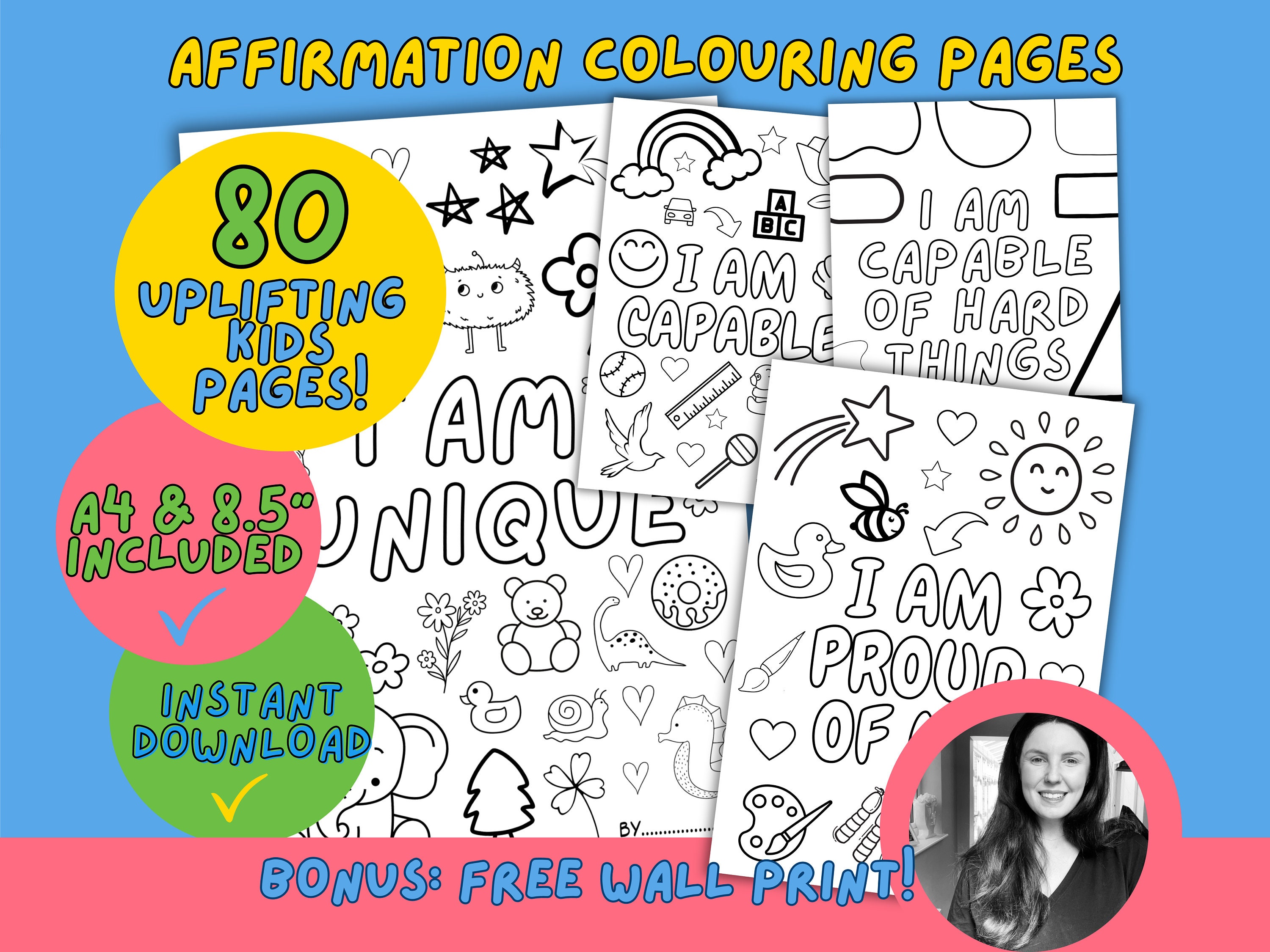 Affirmation Activity Sheets for Kids Bundle, Digital Coloring Sheets ...
