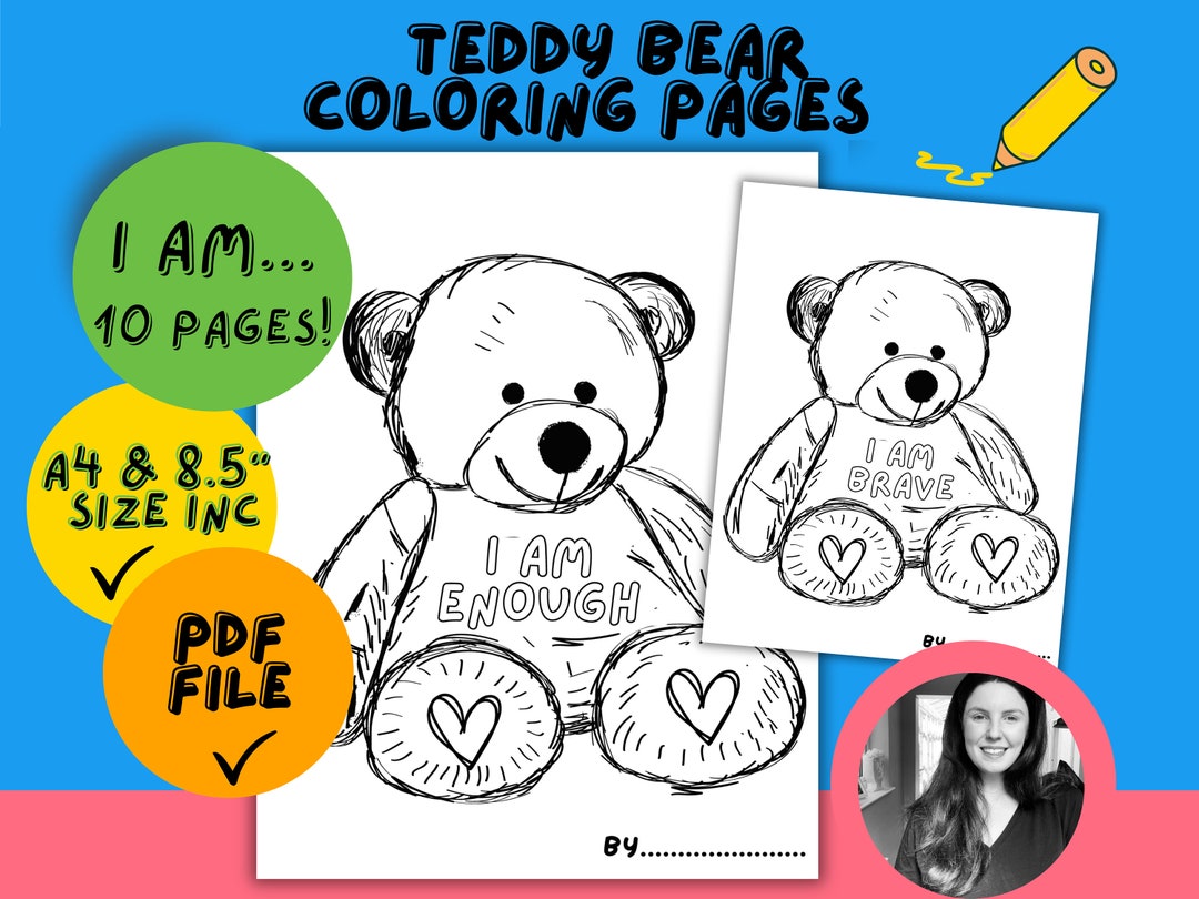 Teddy Bear Coloring Pages for Kids,printable Motivational Coloring ...