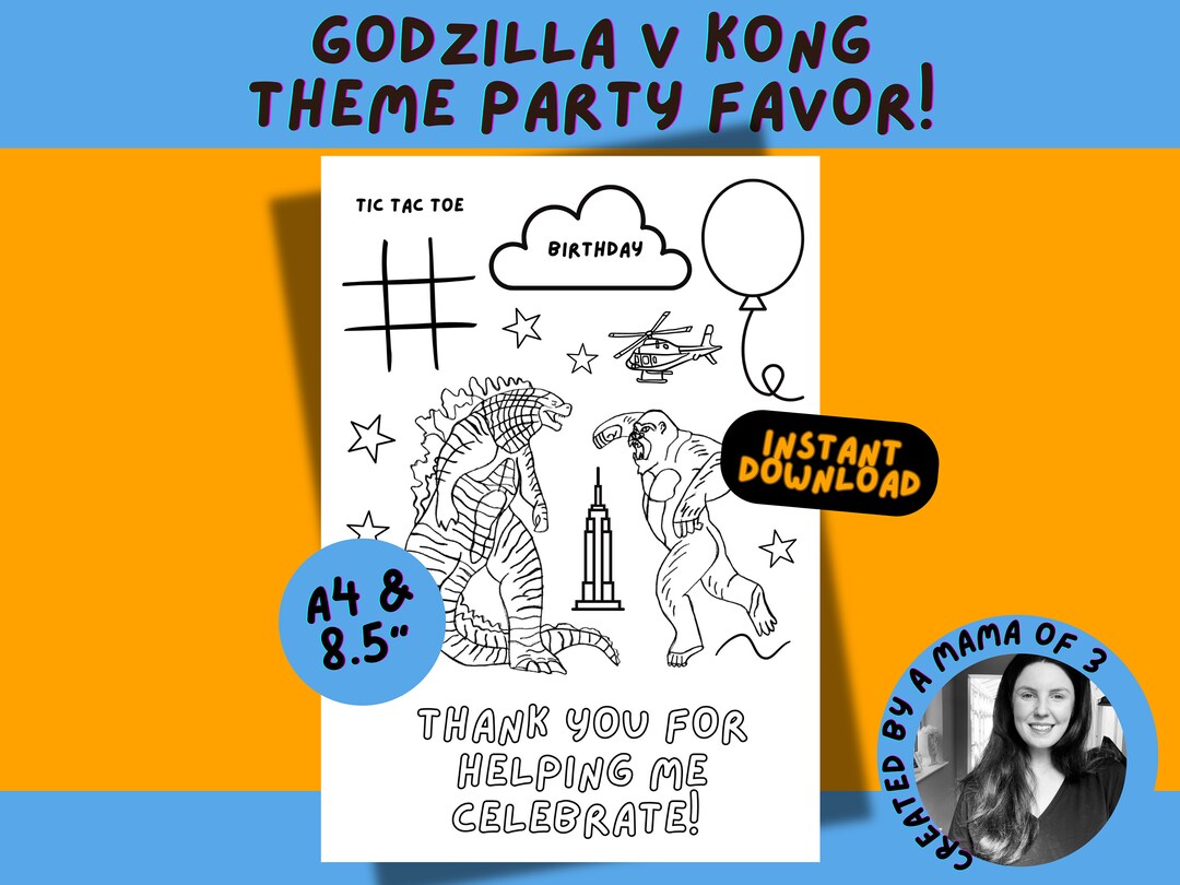 Godzilla V Kong Theme Party Favour Coloring Page, Godzilla Coloring ...