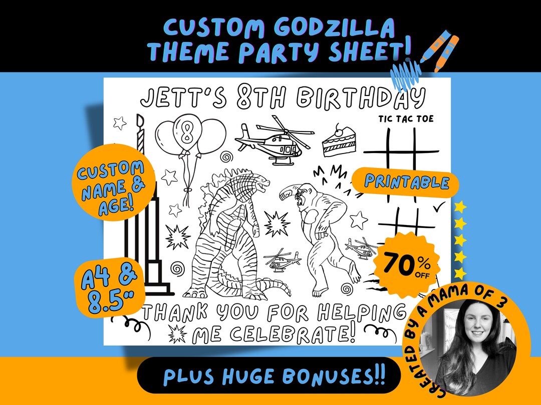 Godzilla V King Kong Theme Party Custom Coloring Page, Kong Coloring ...