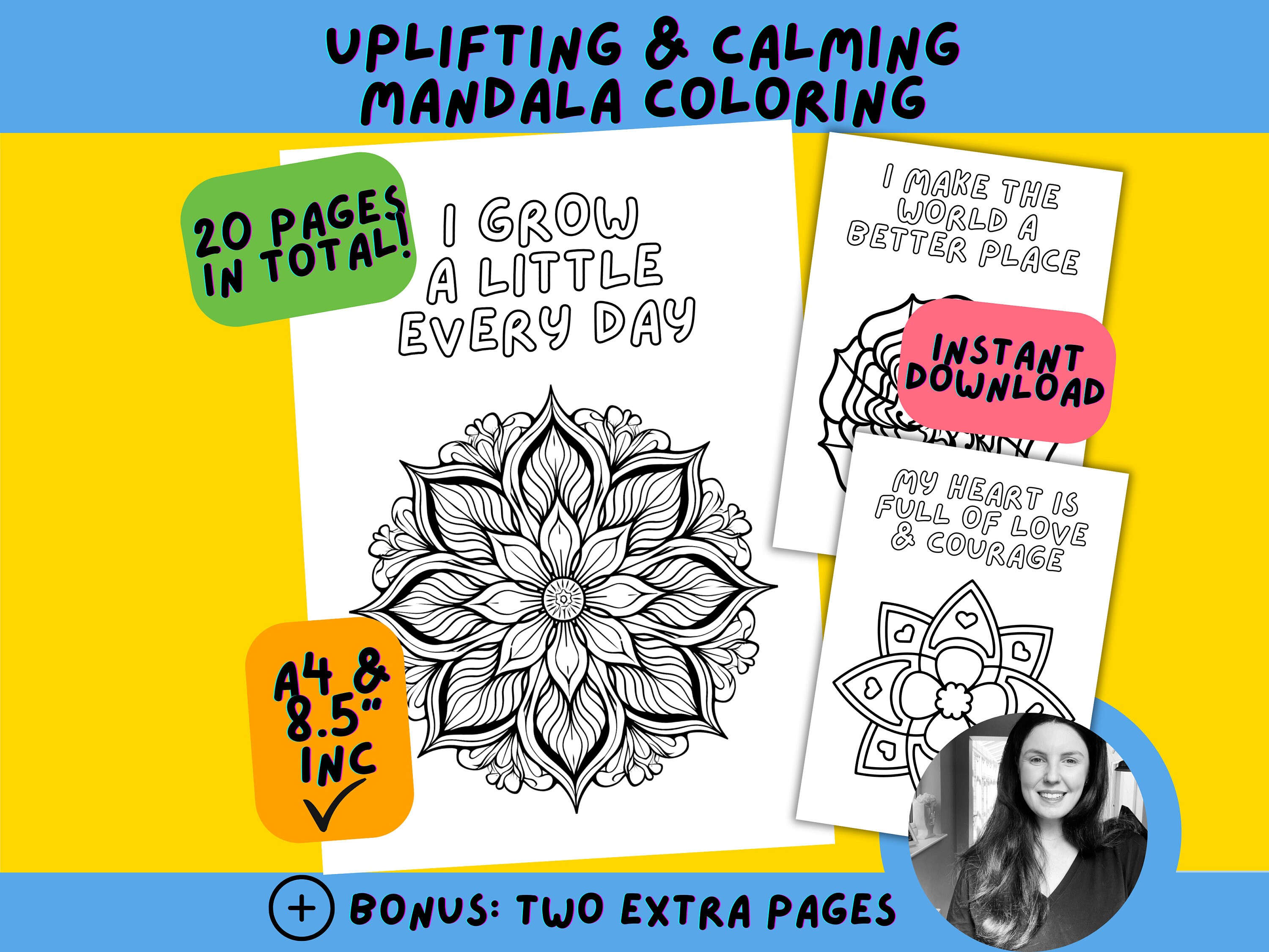 Mandala Affirmation Coloring Pages, Anxiety Relief Coloring, Therapy ...