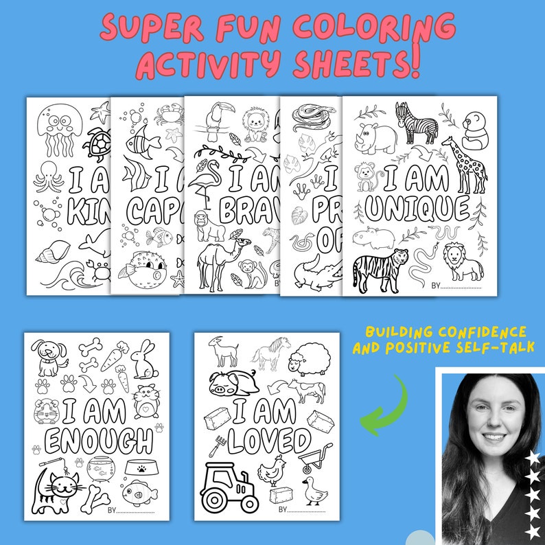 Affirmation Coloring Pages for Kids: 80 Activity Sheets (digital ...