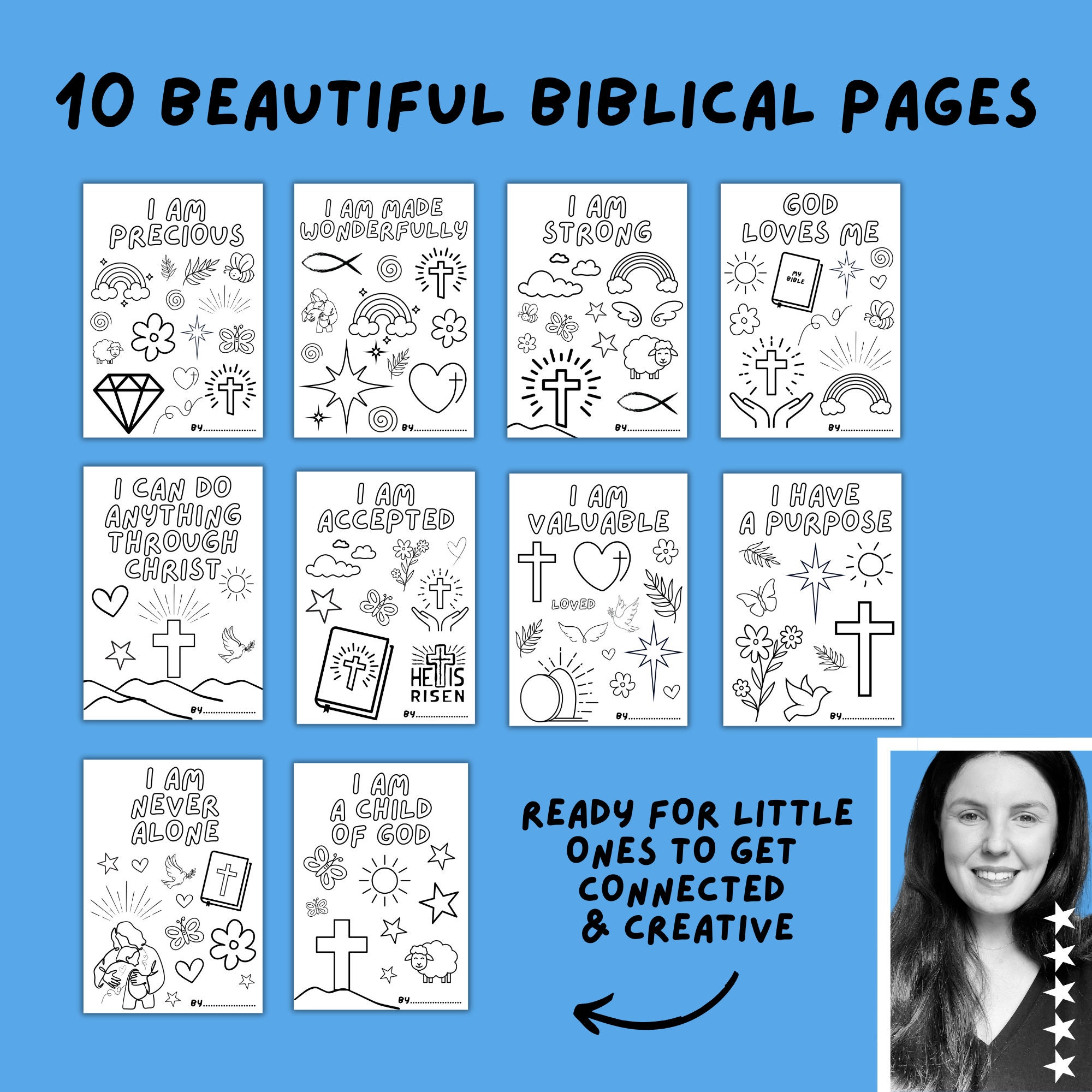 10 Biblical Affirmation Coloring Pages for Kids, Biblical Coloring ...