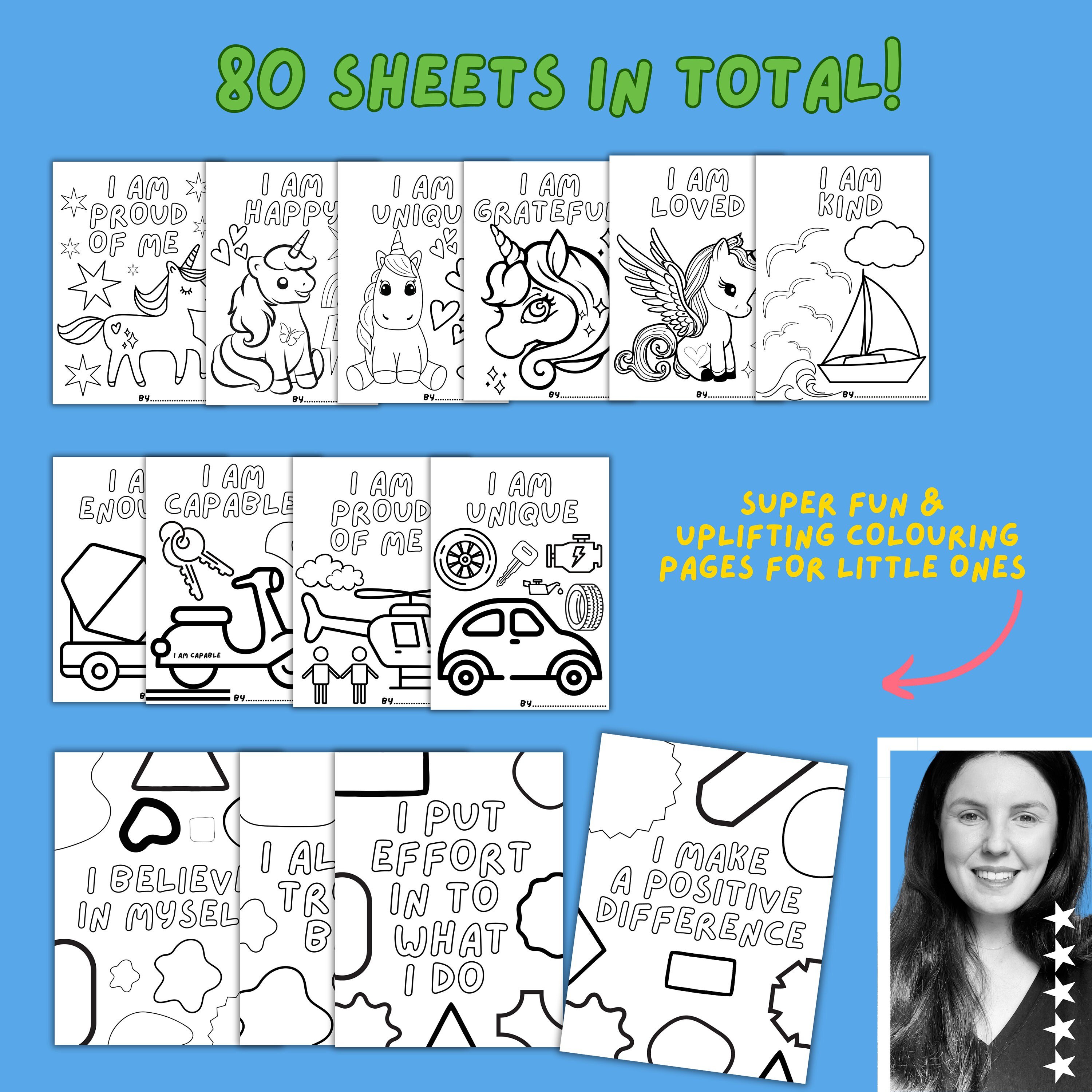 Affirmation Activity Sheets for Kids Bundle, Digital Coloring Sheets ...