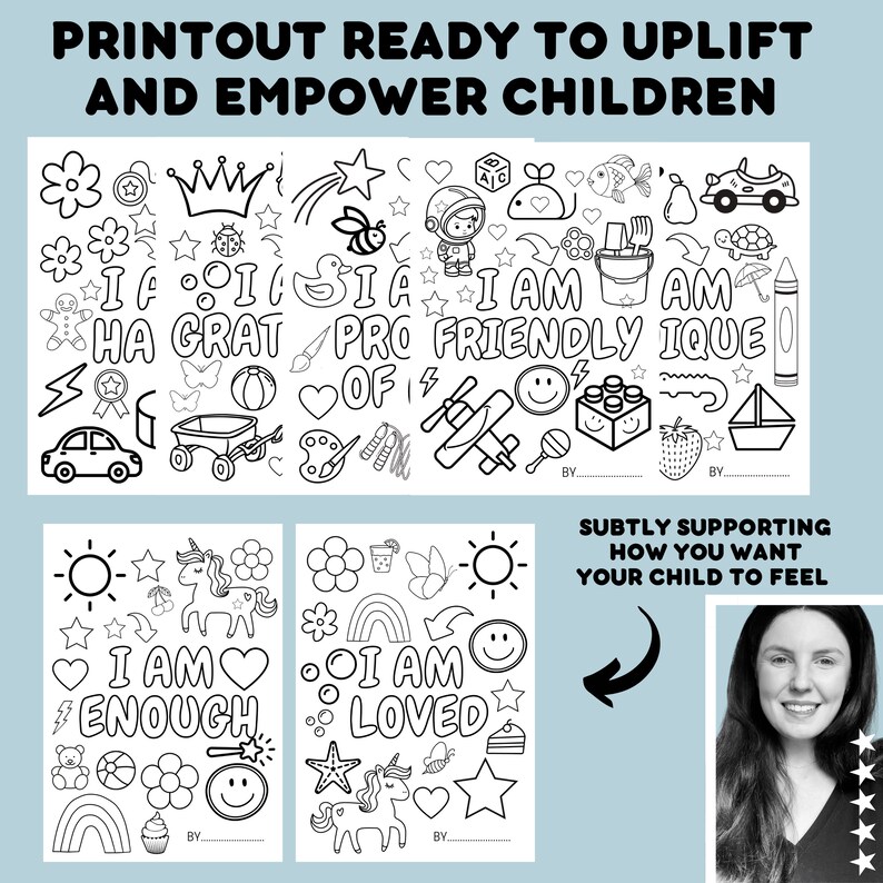 Affirmation Activity Sheets for Kids Digital Coloring Sheets - Etsy