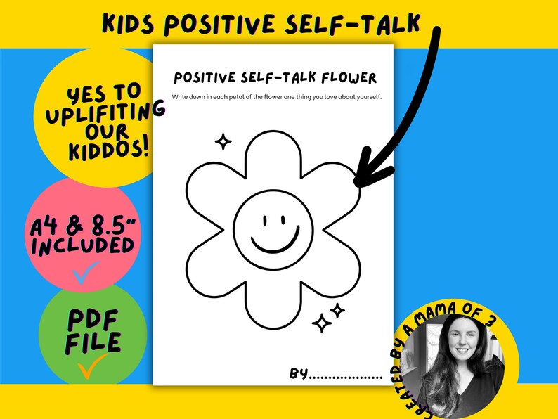 Positive Self-talk Activity Printable for Kids, Self Esteem Coloring ...