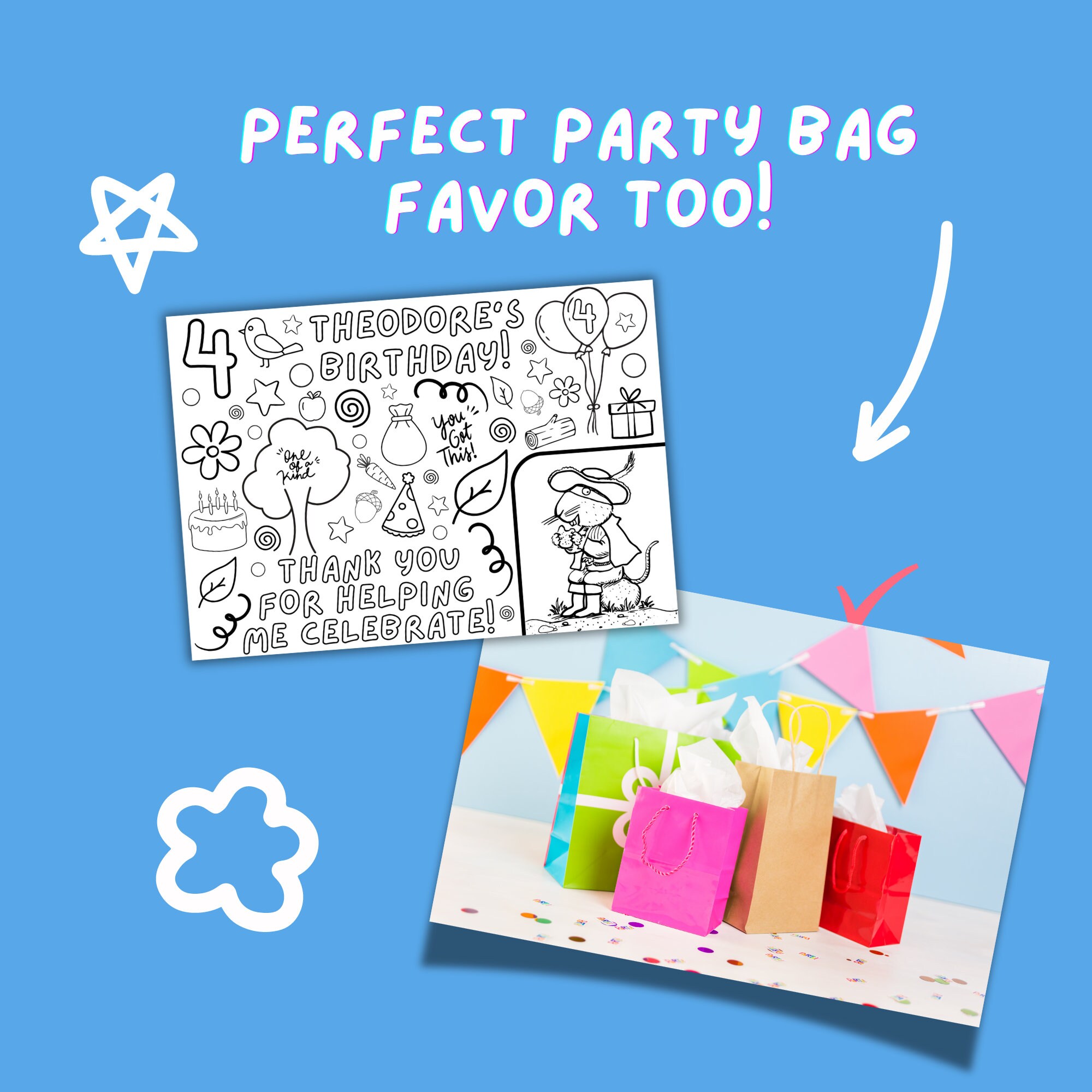 Custom Highway Rat Coloring Page: Birthday Party Favor (digital ...