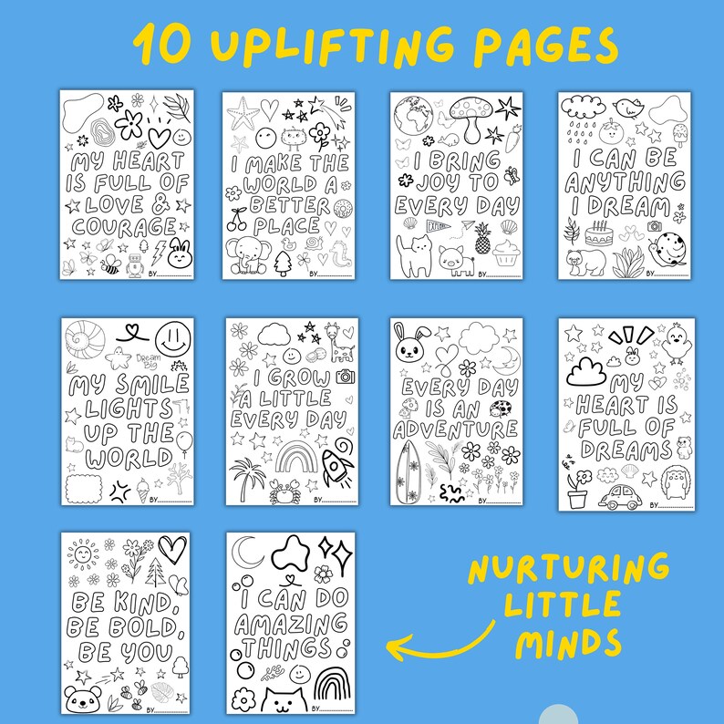 Positive Affirmation Coloring Pages for Kids (printable) - Etsy