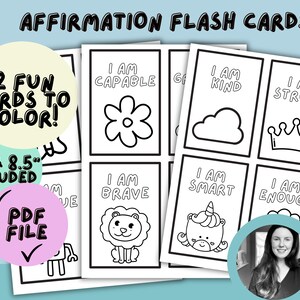 Affirmation Coloring Flash Cards for Kids Printable Coloring - Etsy