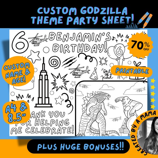 Godzilla's Balloon Fiesta: Colorful Celebration Birthday Card Monster's ...