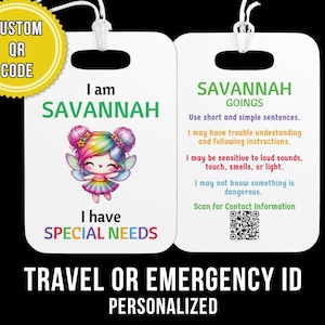 Personalized Backpack Tag for Kids Special Needs Safety Badge for ...