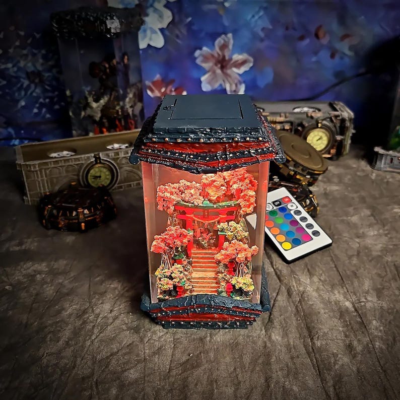Ghibli Sakura Torii Gate Resin Lamp, LED Cherry Blossom Night Light ...