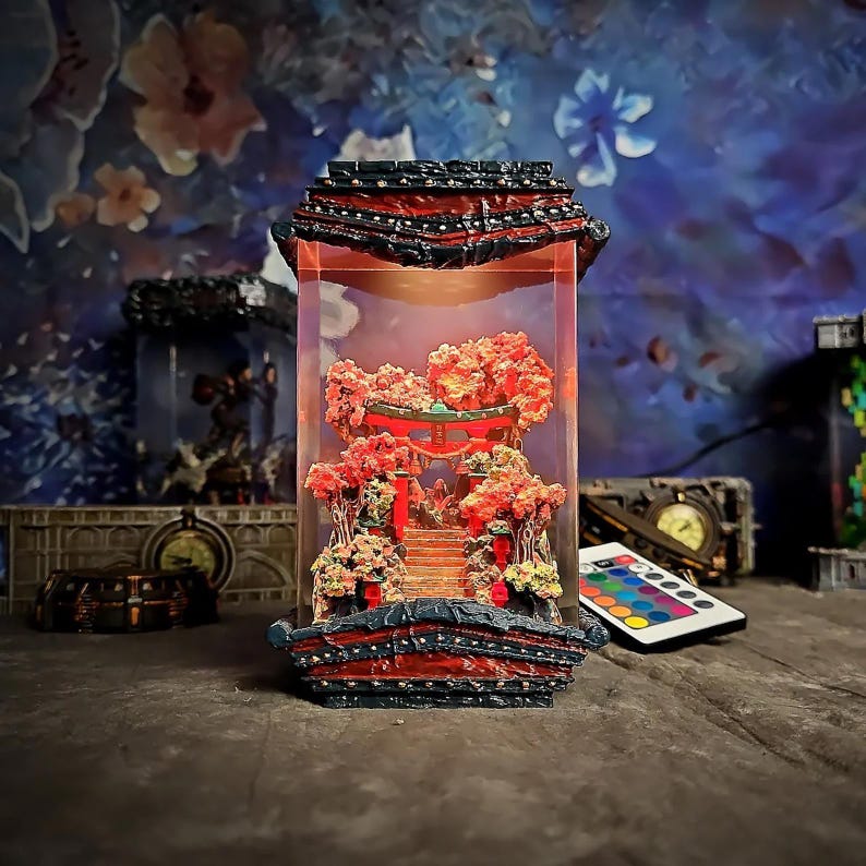 Ghibli Sakura Torii Gate Resin Lamp, LED Cherry Blossom Night Light ...