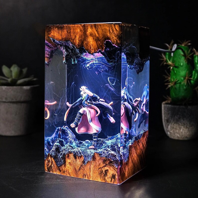 Nezuko Kamado Resin Lamp, Demon Slayer Anime Decor, Handmade Night ...