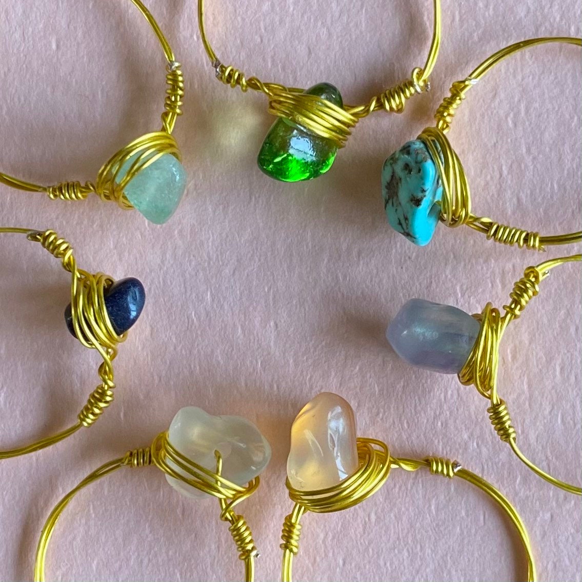 Handmade Gemstone Wired Rings - Etsy