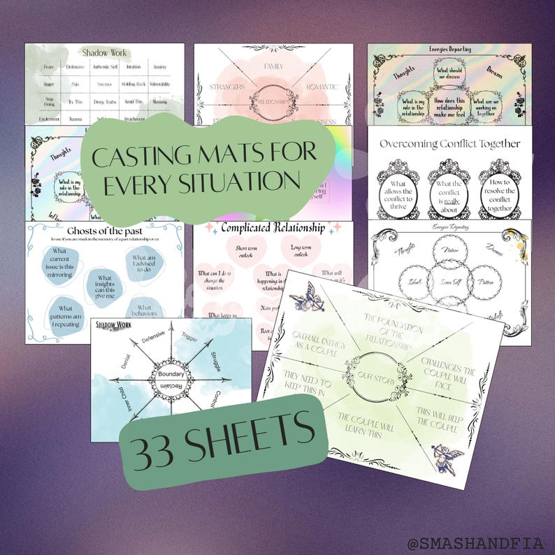 Charm Casting Mats 33 Sheet Bundle – Printable Divination Board Witchy ...