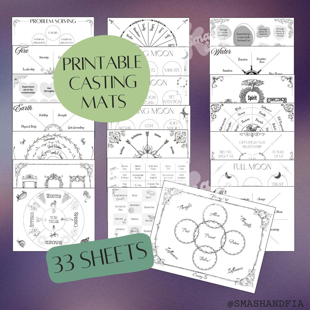 Charm Casting Mats 33 Sheet Bundle – Printable Divination Board Witchy ...