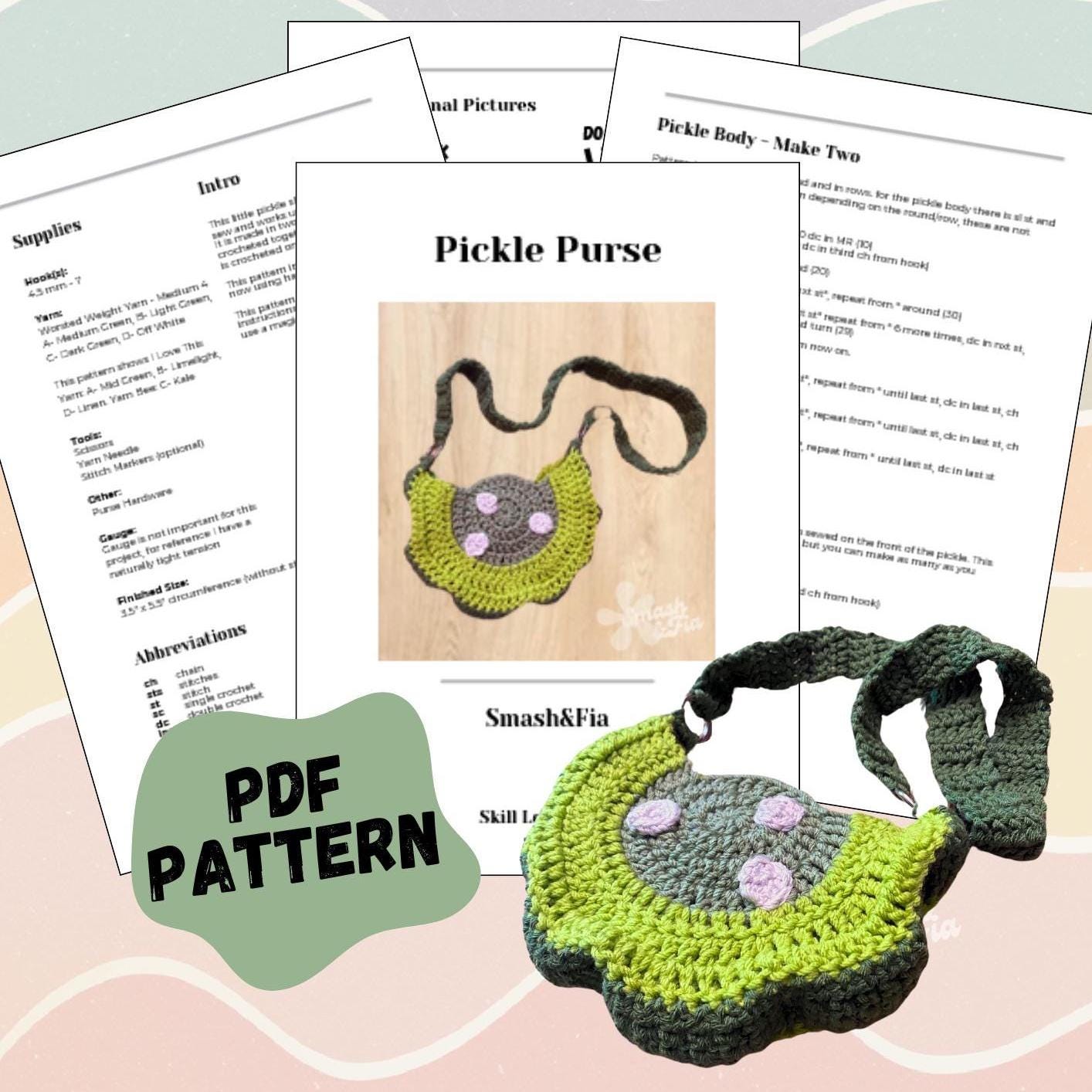 Pickle Slice Crochet Purse Pattern: Weird Unique Food Fashion Bag (PDF ...