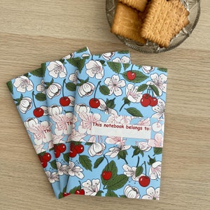 Cherry and Flower Notebook, A5 Lined, Design and Handmade in Greece ...