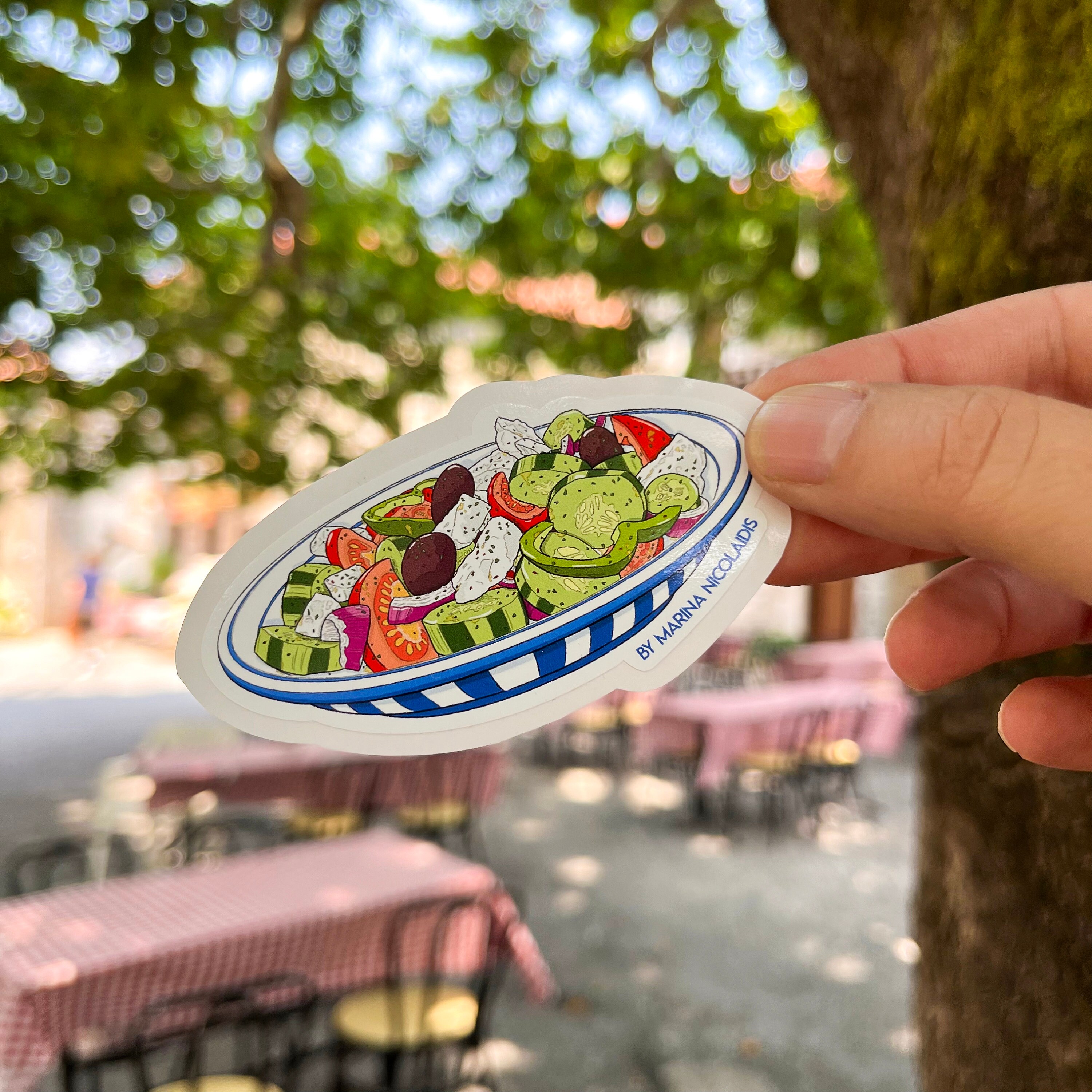 Greek Salad Vinyl Sticker, Mediterranean Food Diet, Greek Art ...