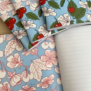 Cherry and Flower Notebook, A5 Lined, Design and Handmade in Greece ...