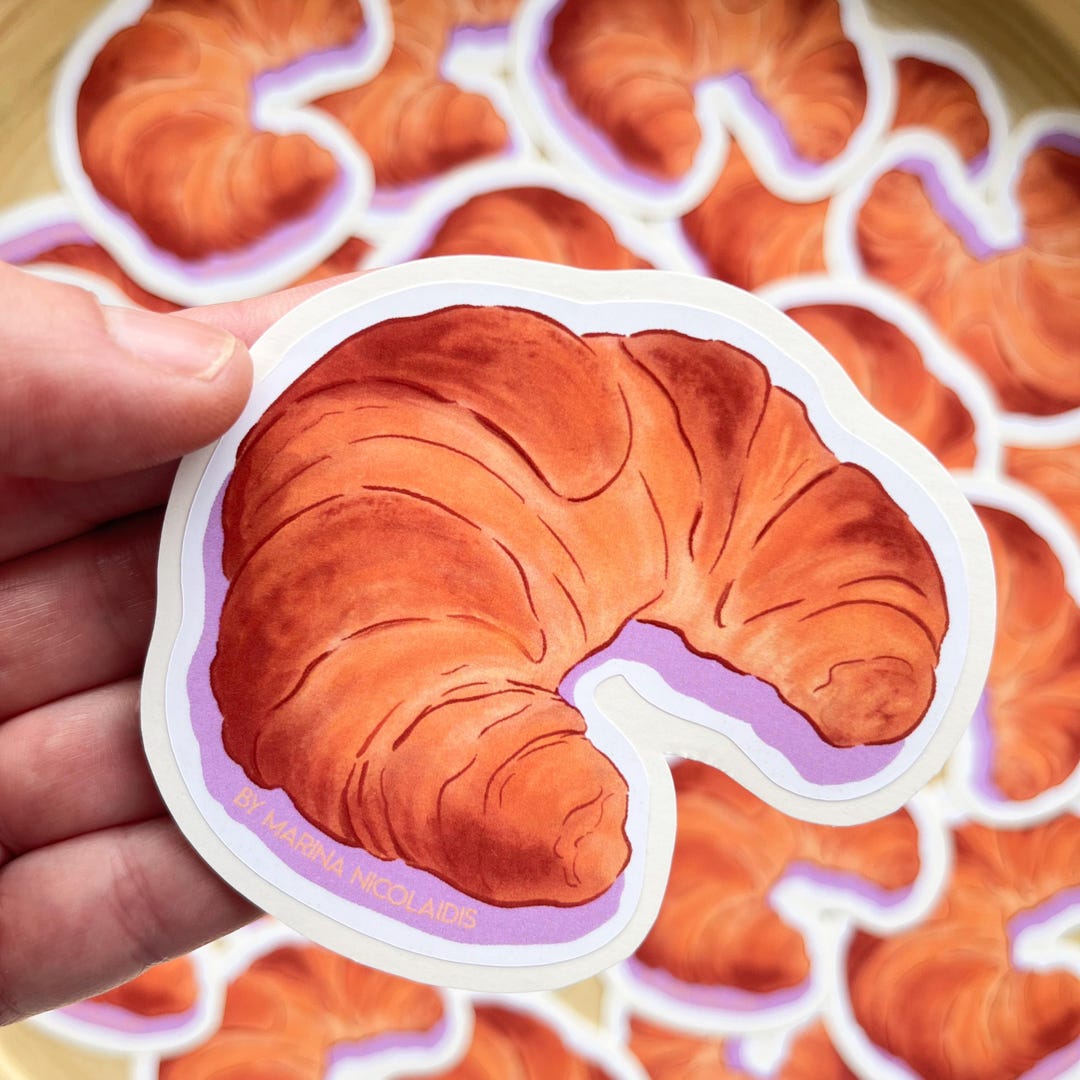 Croissant Sticker: Pastries Illustration, Made in Greece - Etsy