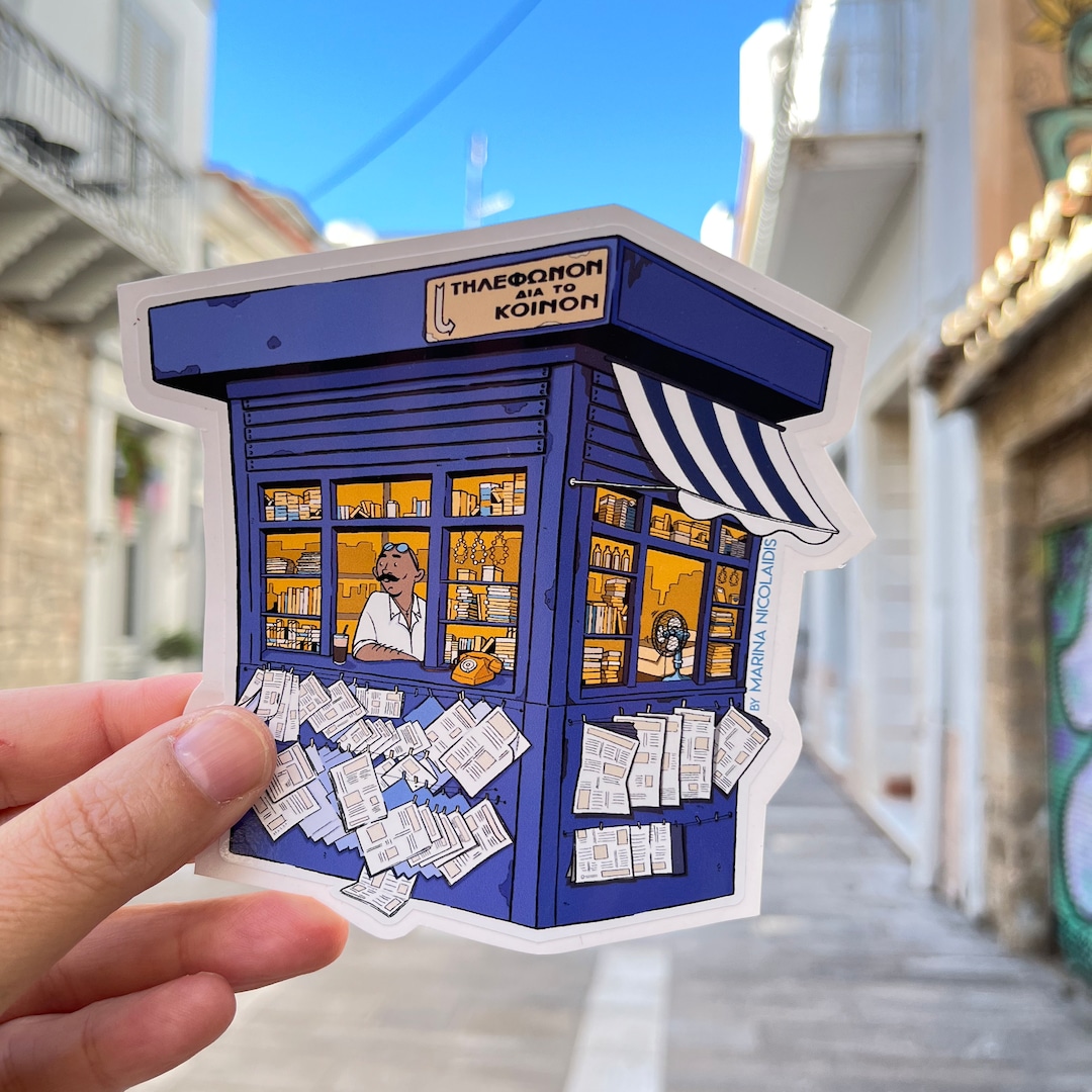 Greek Sticker, Periptero, Newspaper Kiosk, Greek Life, Greek Art ...