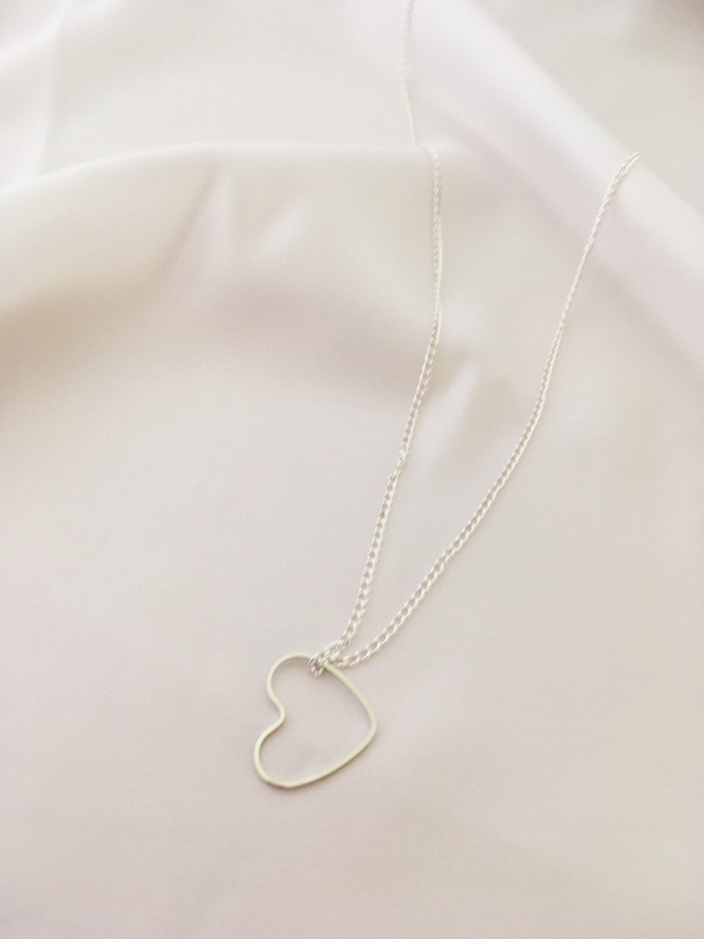 Open Heart Necklace Delicate Silver Plated Jewellery - Etsy