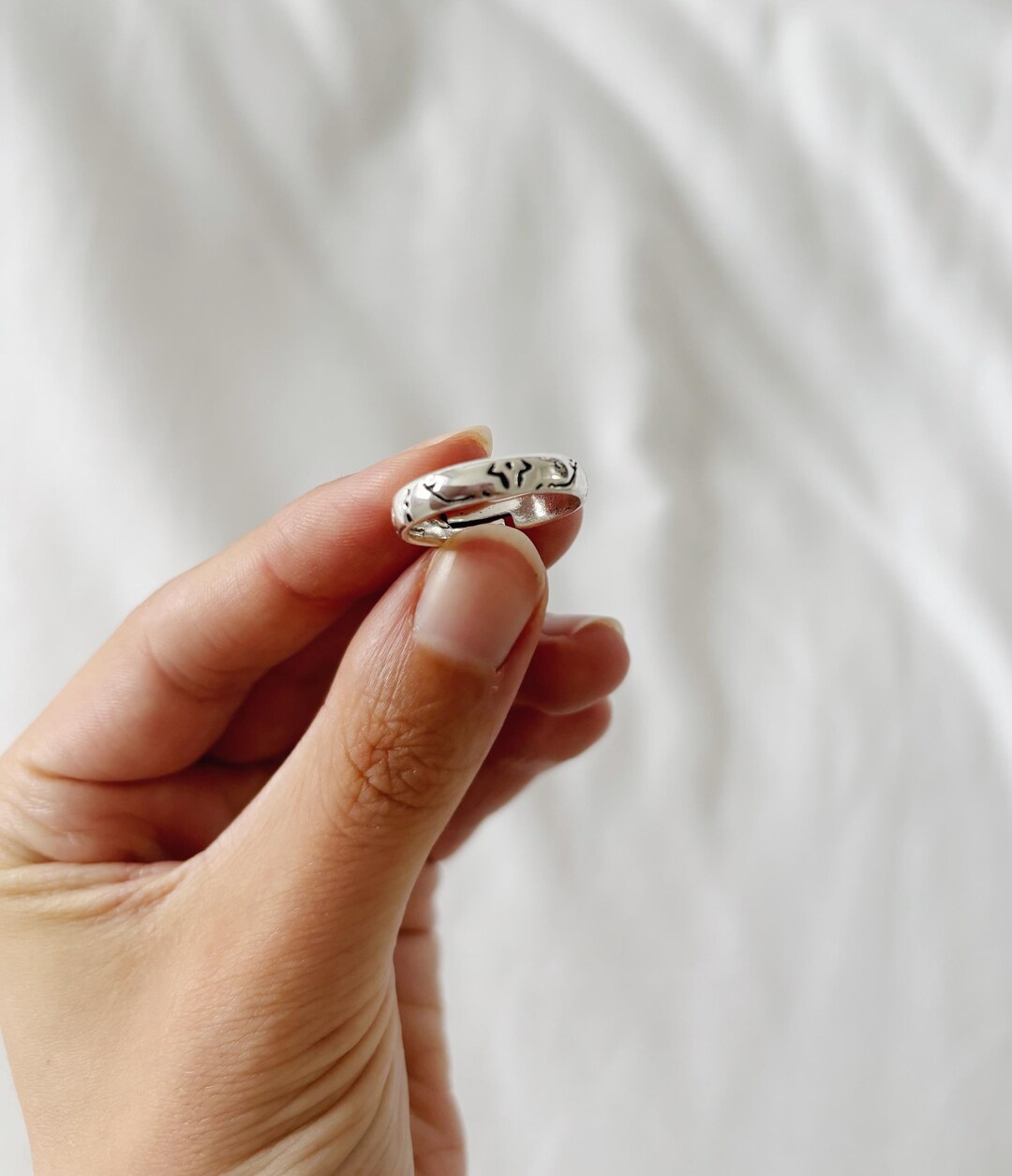 Sukuna Inspired Ring | Adjustable Size | Silver Tone Tattoo Band | Yugi ...