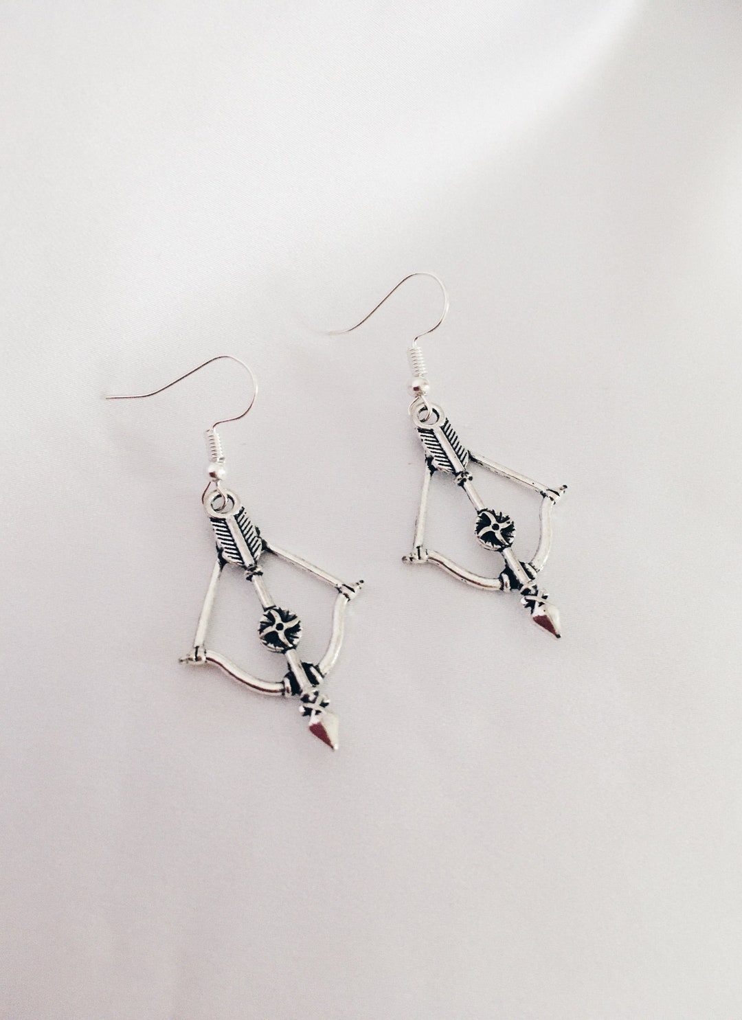 Bow and Arrow Earrings | Hawkeye Inspired Silver Plated Archery Arrows ...