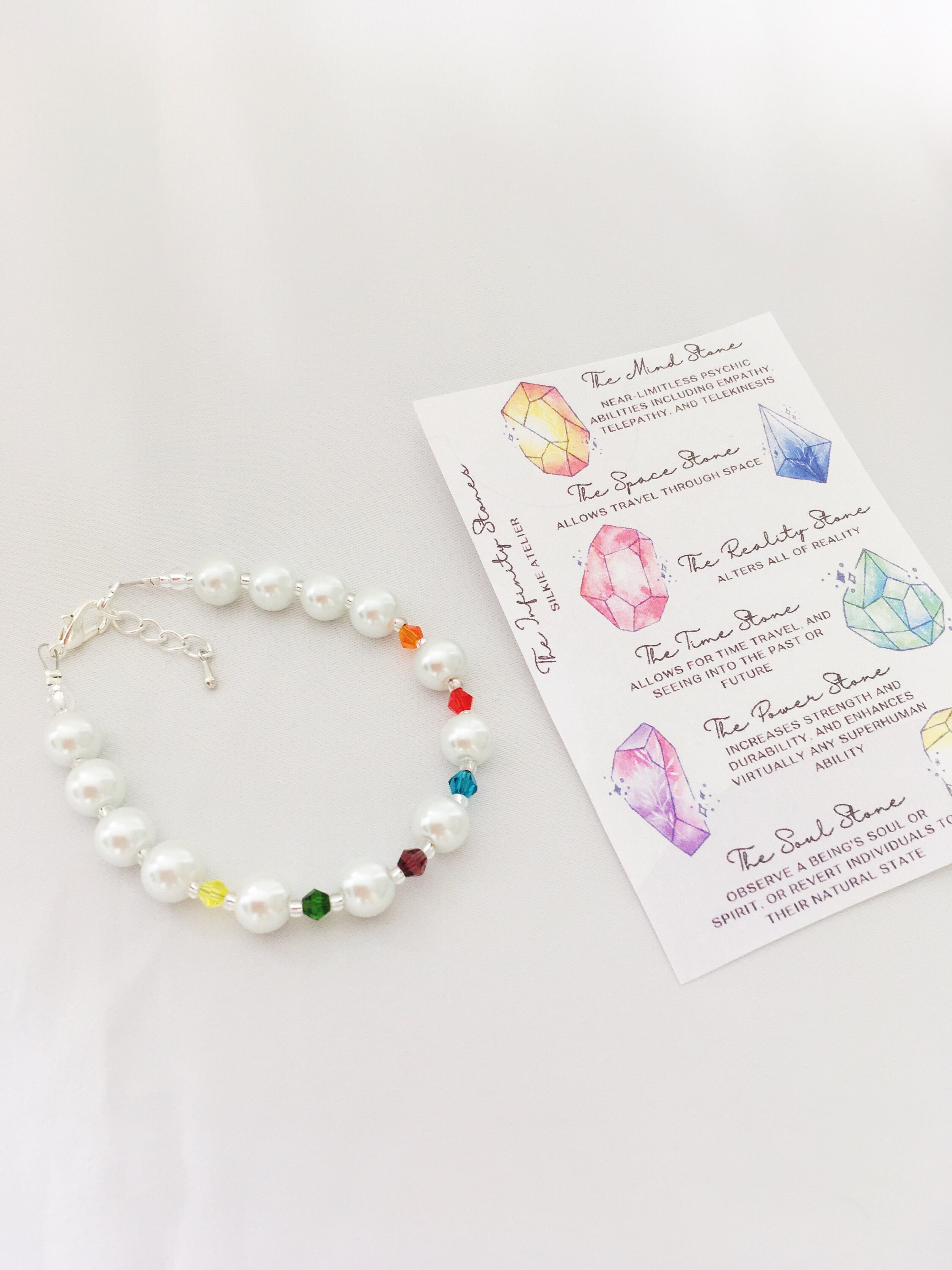 Infinity Stones Bracelet Crystals White Ivory Glass Pearls - Etsy UK