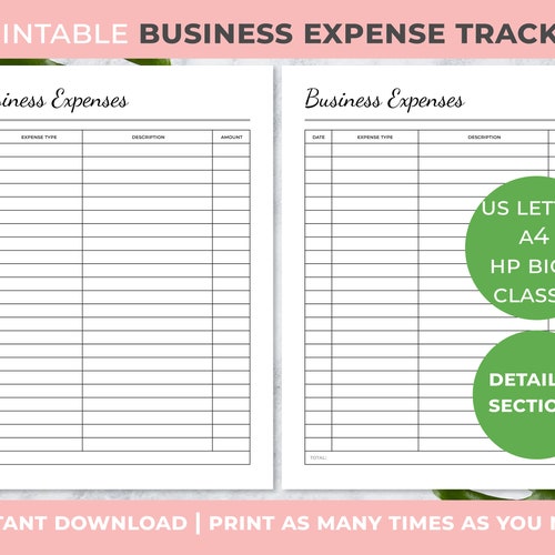 Business Expense Form Printables for Small Business Craft | Etsy