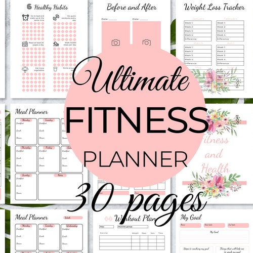 Printable Health and Fitness Planner Bundle Fitness Journal - Etsy ...