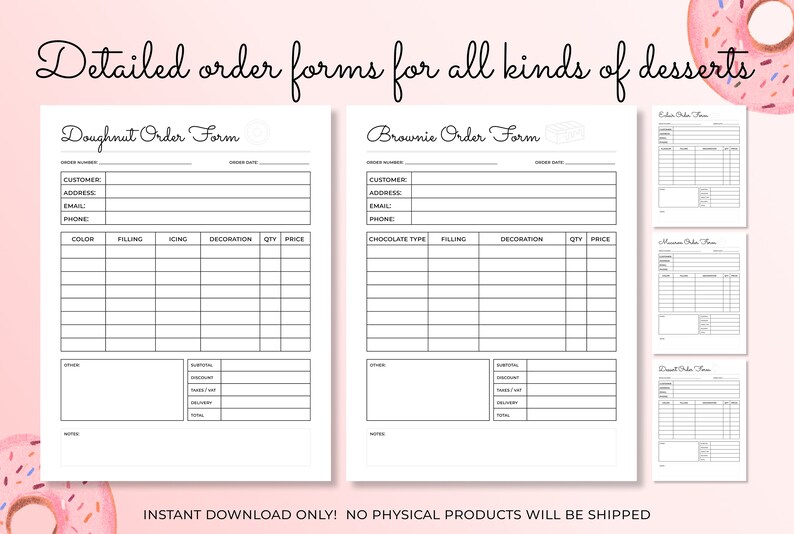 Bakery Order Form Bakery Business Forms Bundle Maracon Order - Etsy