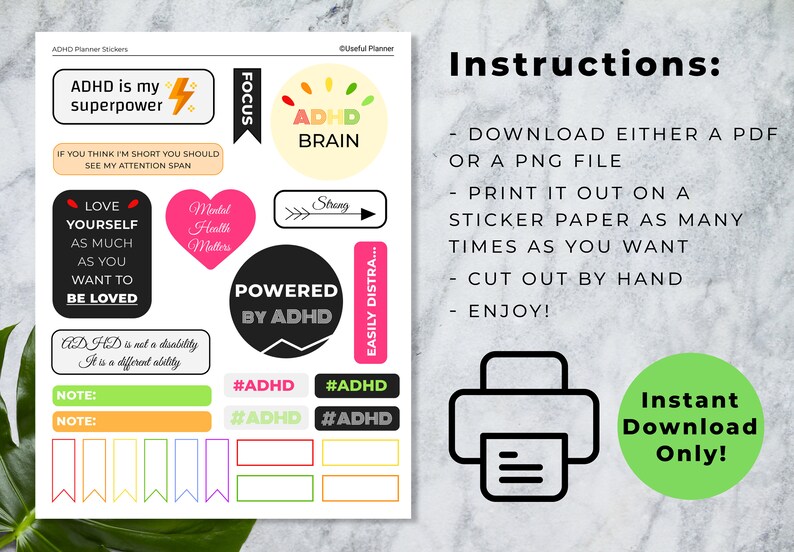 ADHD Planner Stickers ADHD Stickers Printable ADHD - Etsy