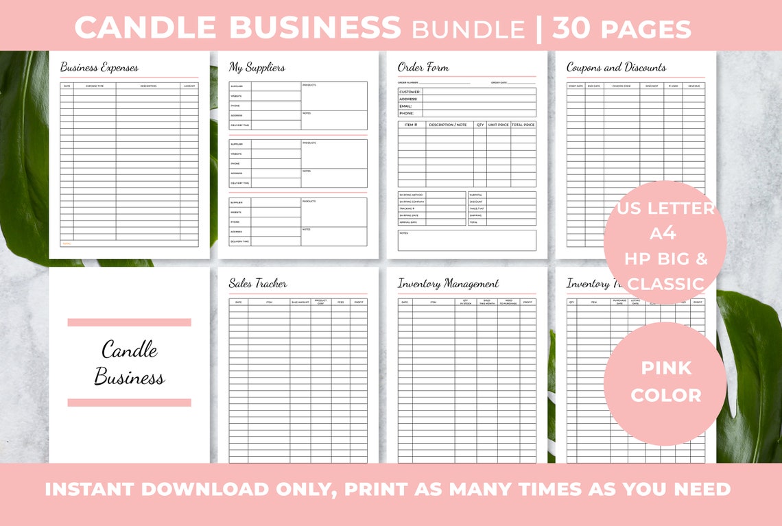 Candle Business Planner Small Business Planner Candle Order - Etsy