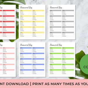 Password Log Printable, Password Tracker, Planner Templates, Happy ...