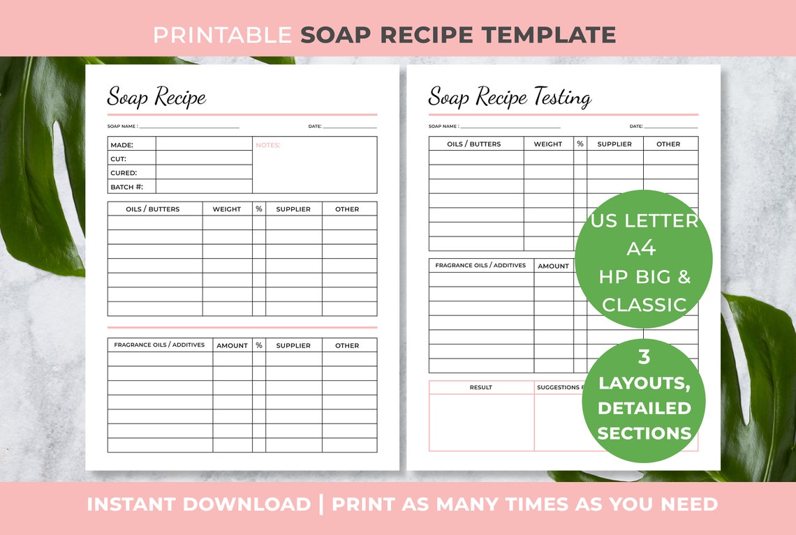 Soap recipe template Soap Recipe Spreadsheet soap maker kit | Etsy