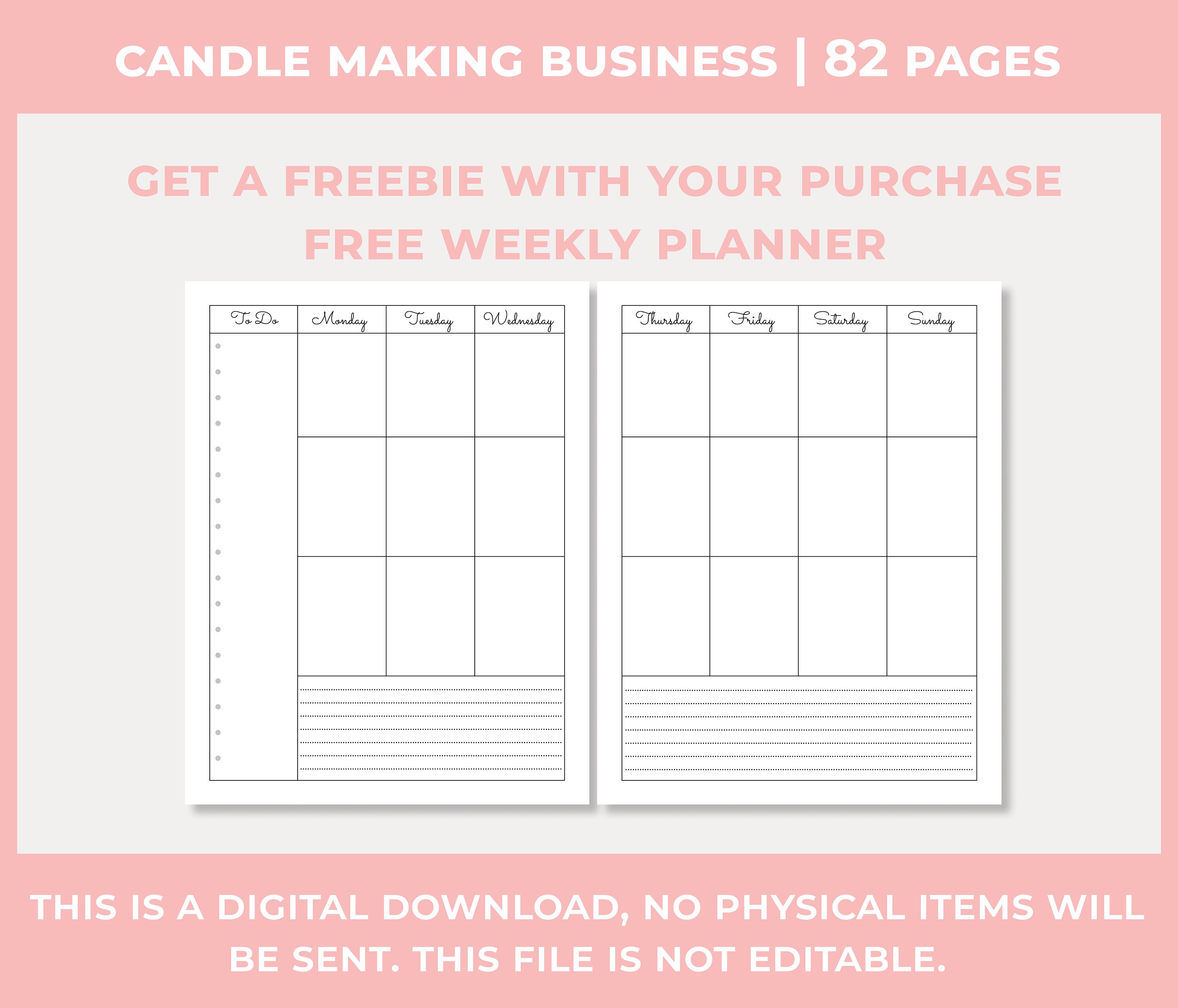 Candle Making Business Planner Candle Production Business - Etsy