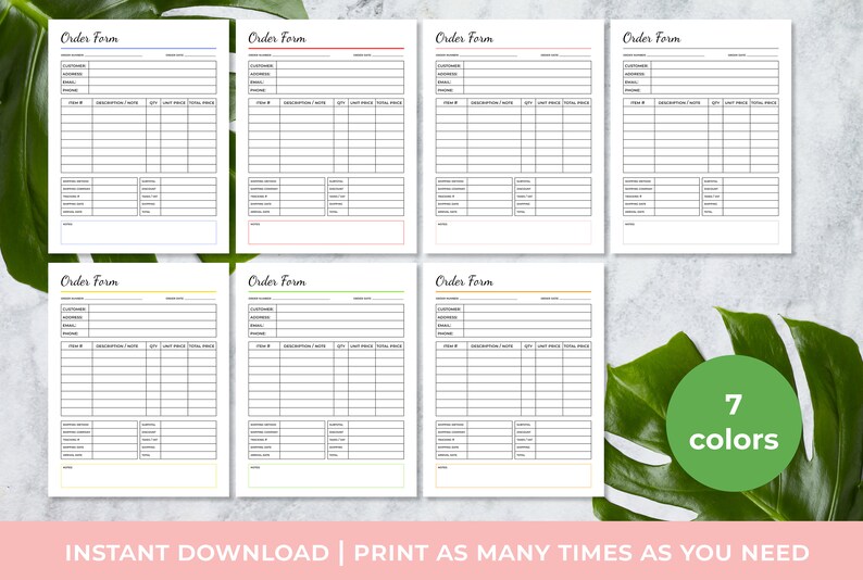 Printable Order Form Template Custom Order Form Returns - Etsy