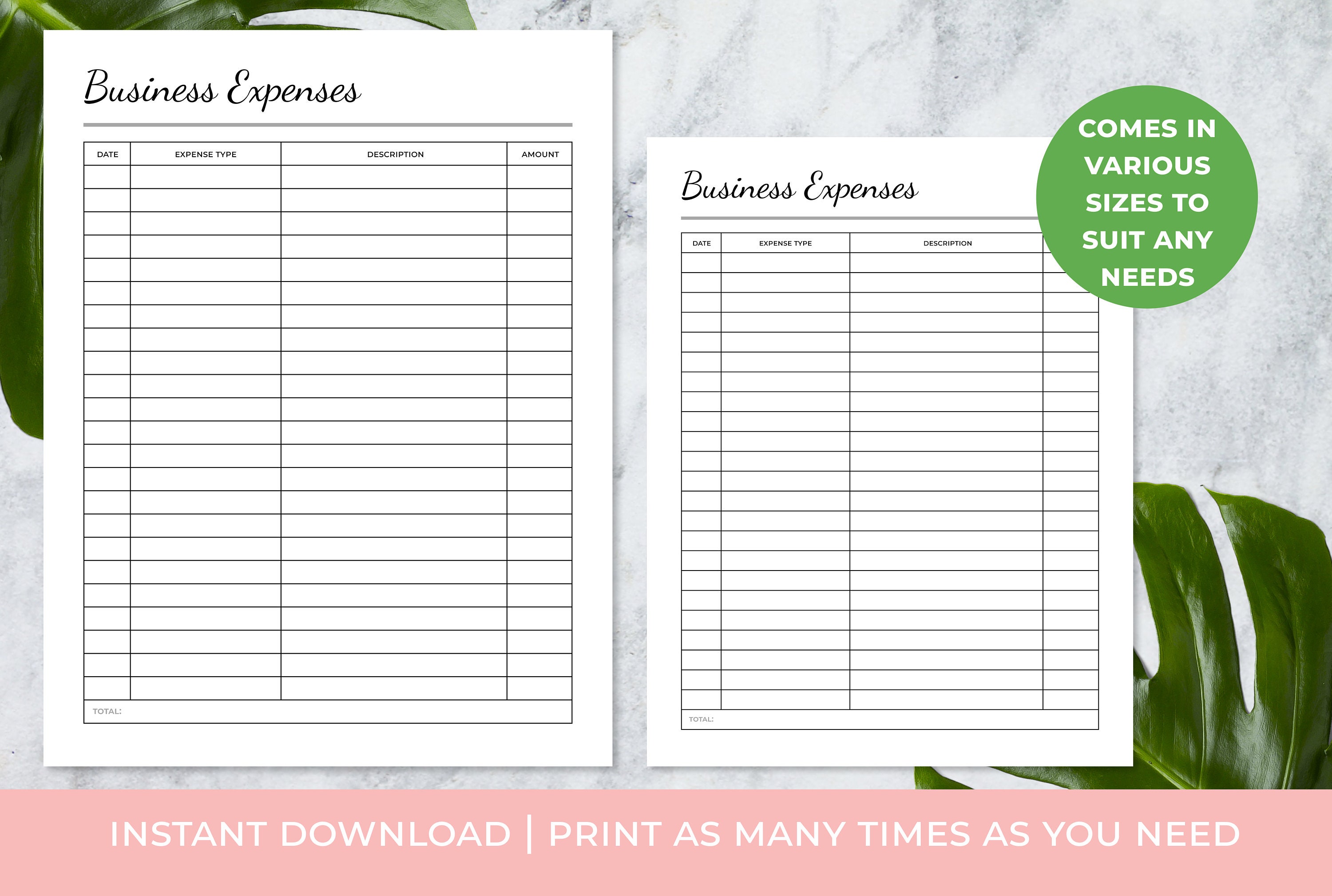 Business Expense Form, Printables for Small Business, Craft Business ...