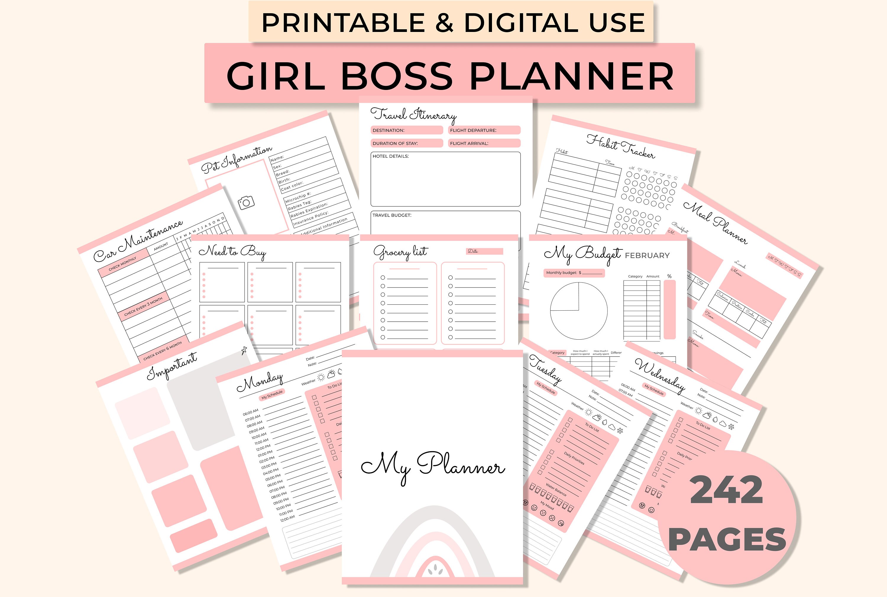 Boss Babe Planner Girl Boss Planner Ultimate Life Planner - Etsy