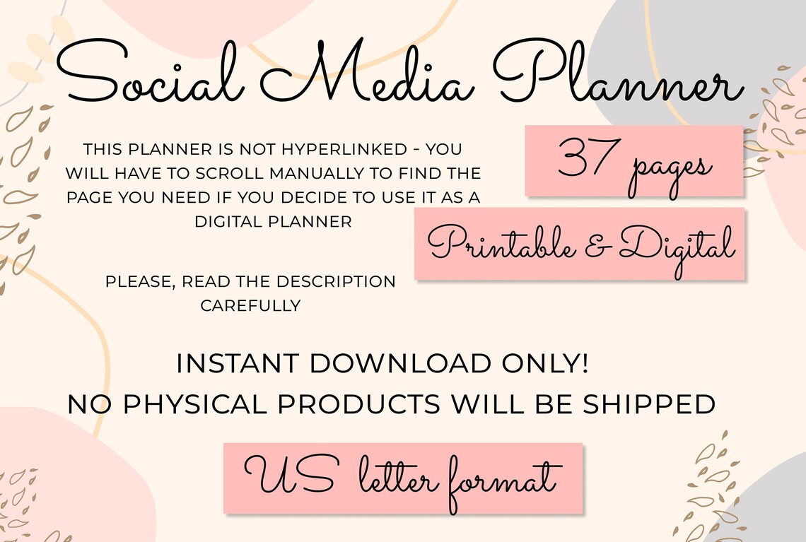 Social Media Planner Kit Small Business Digital Marketing - Etsy