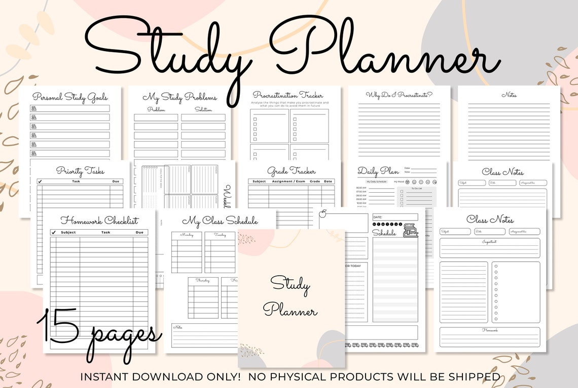 Printable Student Planner Academic Planner Study Organiser | Etsy