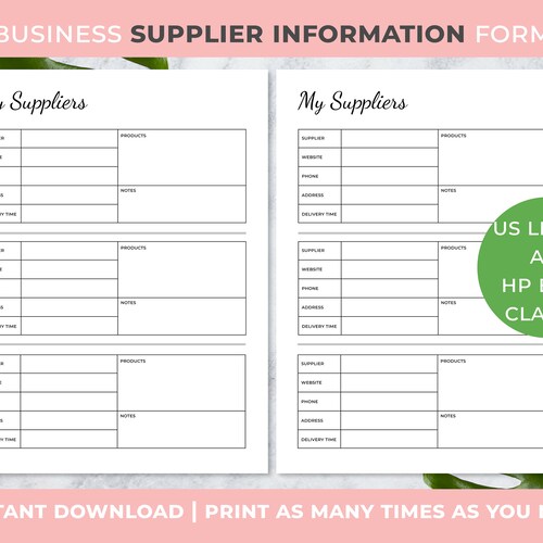 Craft Business Supplies Tracker Supply Order Form Inventory | Etsy